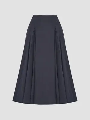 Another Tomorrow Seamed Full Maxi Skirt - Midnight