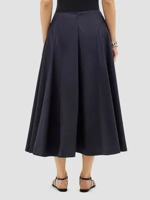 Another Tomorrow Seamed Full Maxi Skirt - Midnight
