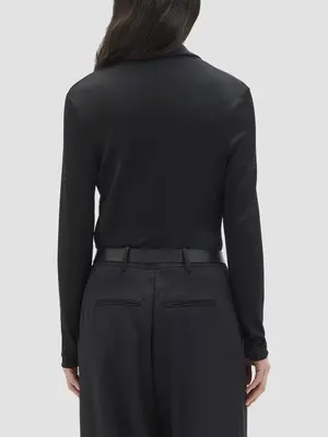 Another Tomorrow Fluid Long Sleeve Polo Top