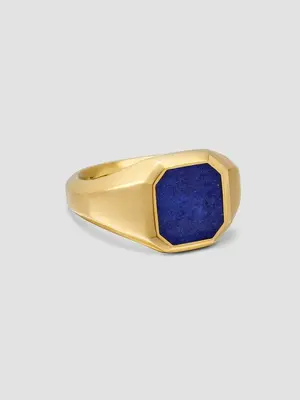 David Yurman Streamline Signet Ring In 18k Yellow Gold - Lapislazuli