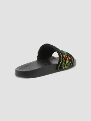 Casablanca Embroidered Terry Slide Sandals