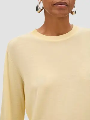 Another Tomorrow Feather Weight Crew Sweater - Butter