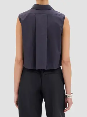 Another Tomorrow Cropped Sleeveless Shirt - Midnight