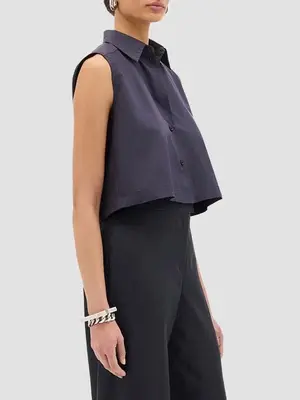 Another Tomorrow Cropped Sleeveless Shirt - Midnight
