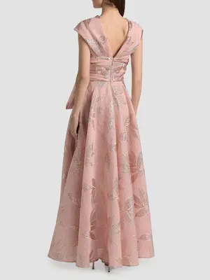 Talbot Runhof Metallic Jacquard Gown