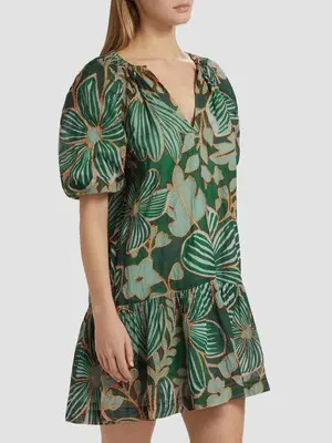 MARIE OLIVER Greta Floral Puff-sleeve Minidress