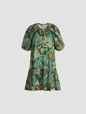 MARIE OLIVER Greta Floral Puff-sleeve Minidress - Primavera