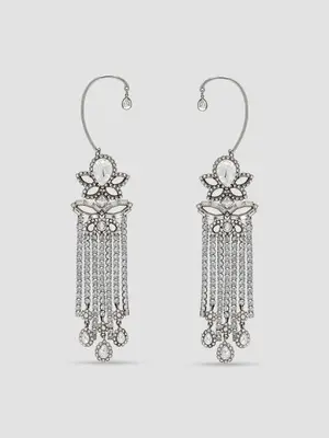 Alexander McQueen Chandelier Silvertone & Crystal Drop Earrings - Black