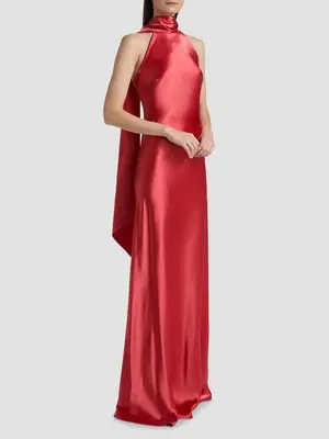 Talbot Runhof Paneled Satin Gown