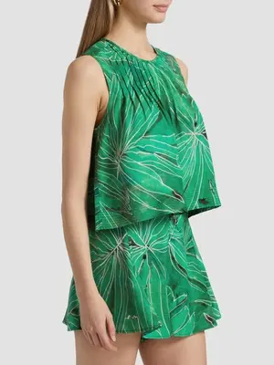 MARIE OLIVER Letta Botanical Print Sleeveless Top