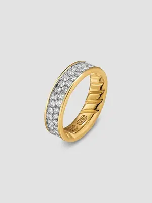 David Yurman Streamline Band Ring In 18k Yellow Gold - Diamond