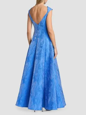 Talbot Runhof Mikado Jacquard Slim Fit & Flare Gown