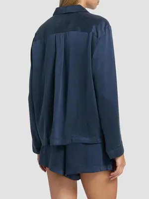 Lunya Washable Silk Pajamas - Deep Blue