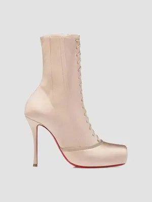 CHRISTIAN LOUBOUTIN Pavlova 100mm Booties In Crepe Satin - Blush