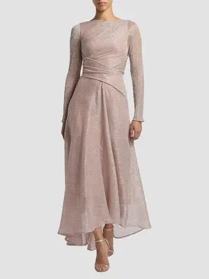 Talbot Runhof Metallic Voile Boatneck Gown