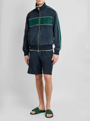 Casablanca Striped Suede Track Jacket - Navy