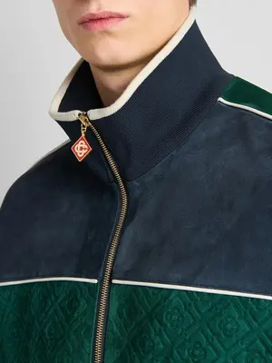 Casablanca Striped Suede Track Jacket - Navy