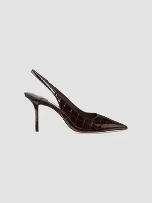 JIMMY CHOO Love 85mm Croc-embossed Leather Slingback Pumps - Sambuco