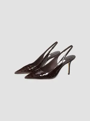 JIMMY CHOO Love 85mm Croc-embossed Leather Slingback Pumps