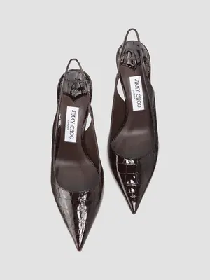 JIMMY CHOO Love 85mm Croc-embossed Leather Slingback Pumps