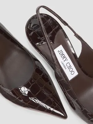 JIMMY CHOO Love 85mm Croc-embossed Leather Slingback Pumps