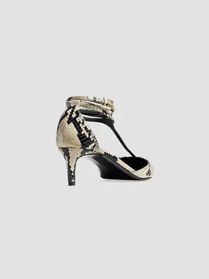 Khaite Mia 45mm Python-embossed Leather T-strap Pumps