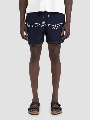 HONOR THE GIFT Logo Drawstring Swim Shorts - Navy