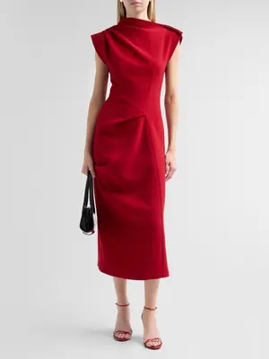 Michael Kors Draped Cocktail Midi Dress
