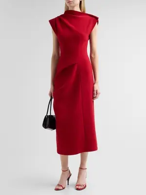 Michael Kors Draped Cocktail Midi Dress