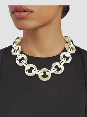 Tory Burch Donut Silvertone & Enamel Chain Necklace