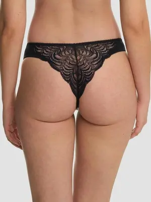 Natori Persuasion Stretch Lace Thong - Black