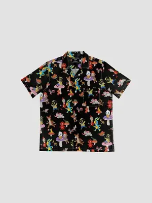 ARRELS BARCELONA Printed Regular-fit Camp Shirt - Black