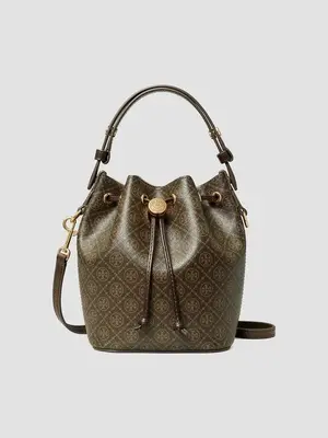 Tory Burch Mini T-monogram Canvas Bucket Bag - French Press