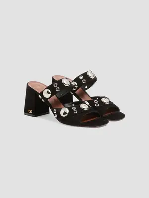 Valentino Garavani Nellcote 75mm Slide Sandals In Split Leather
