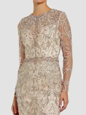 Mac Duggal Evening Embroidered Illusion Gown