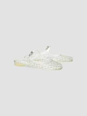 Tory Burch Mellow Jelly Mary Jane Flats - Clear Silver
