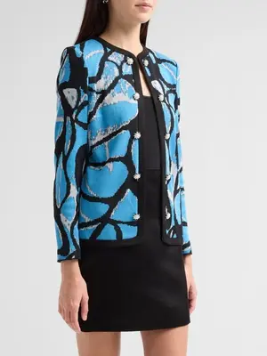 Ming Wang Petite Abstract Jacquard Jacket - Tranquil