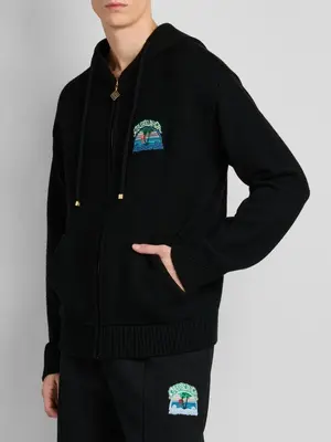 Casablanca Palm Tree Cotton Full-zip Hoodie