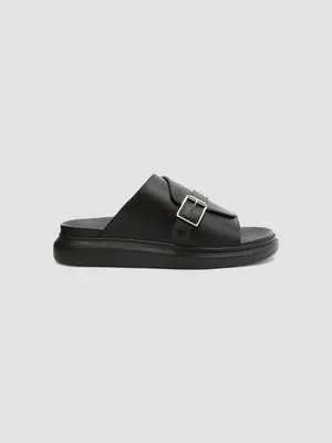 Alexander McQueen Hybrid Buckle Rubber Slide Sandals - Black