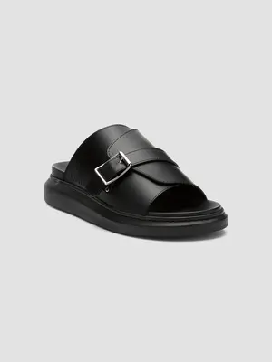 Alexander McQueen Hybrid Buckle Rubber Slide Sandals - Black