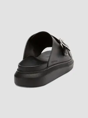 Alexander McQueen Hybrid Buckle Rubber Slide Sandals - Black