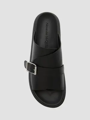 Alexander McQueen Hybrid Buckle Rubber Slide Sandals - Black