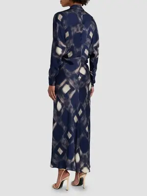 JBQ Celine Geometric Tie-front Maxi Dress - Blue