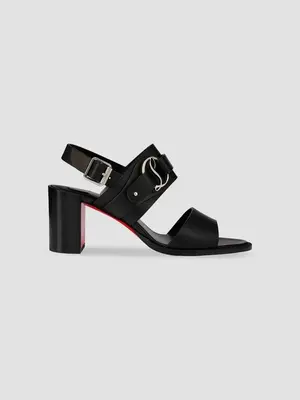 CHRISTIAN LOUBOUTIN Her In Roma Calf Leather Block Sandals - Black