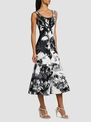 Alexander McQueen London Flowers Jacquard Midi-dress