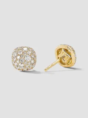 David Yurman Cushion Stud Earrings In 18k Yellow Gold