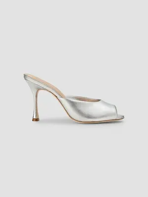 22ÉLEVÉ 90mm Leather Peep-toe Mules - Silver