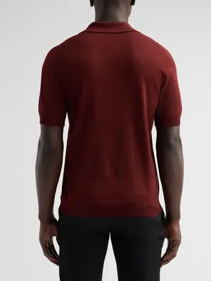 Alexander McQueen Embroidered Wool Polo Shirt - Ruby Sapphire