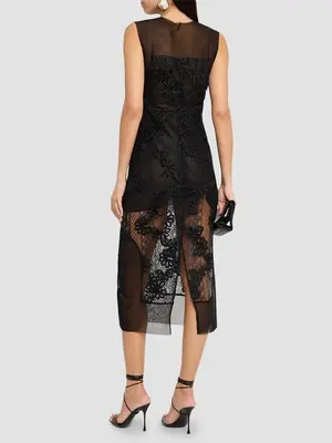 JBQ Cove Floral-lace Sheer-overlay Midi-dress