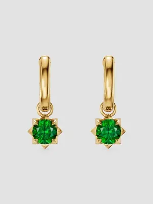 David Yurman Petite Pave Stone Drop Earrings In 18k Yellow Gold Tsavorite